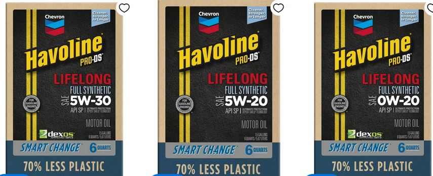 Chevron Havoline Lifelong Full Synthetic Motor Oil 0W-20 5W-20 5W-30 6 ...