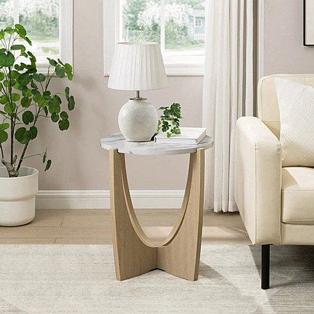 Walker Edison Luna 19" Round Side Table with Open Crossed Arch Base in ...
