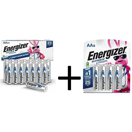 Energizer Ultimate Lithium 1.5V AA Batteries, 32 Batteries Total (one ...