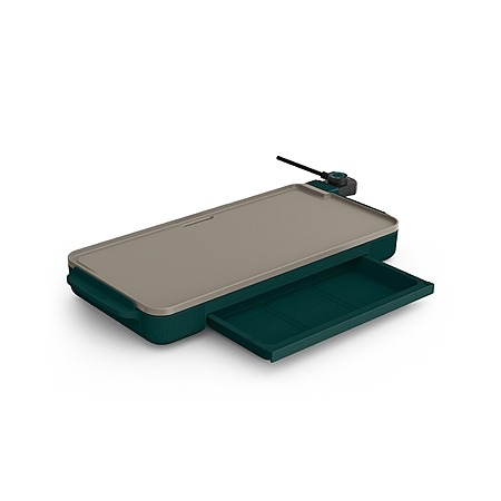 Bella 10" x 20" Griddle with Warming Tray, Forest Green - Forest Green ...