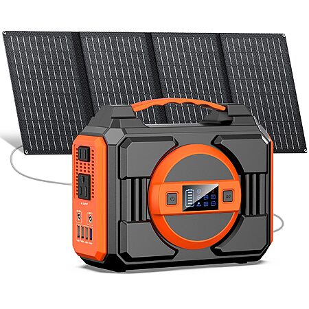 Apowking Solar Powered Generator 300W Rated with Solar Panels 40W Incl ...