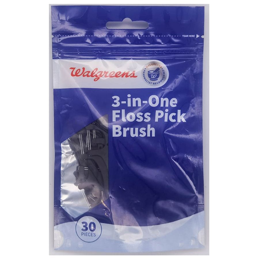 30-Count Walgreens 3-in-One Floss Pick Brush (Clear) 2 for $1.20 + Free ...