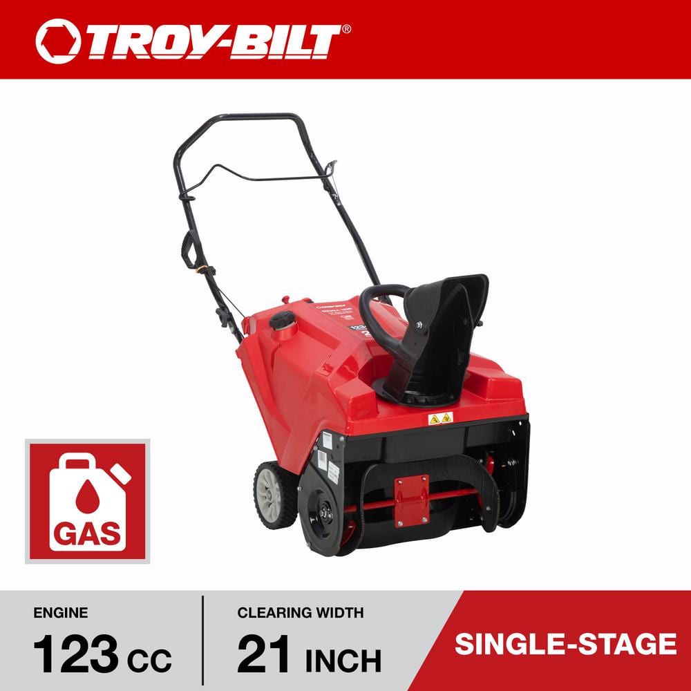 Troy-Bilt Squall 21" 123 cc Single-Stage Gas Snow Blower with E-Z Chute ...