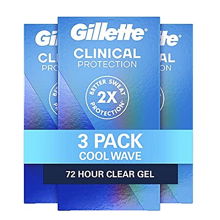 3-Pack 1.6-Oz Gillette Men's Clinical Strength Clear Gel Antiperspirant ...