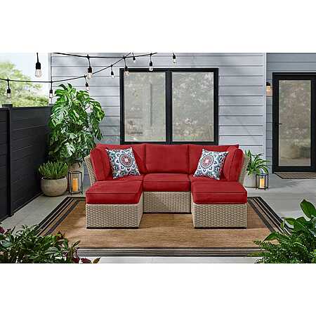 5-Piece StyleWell Salisbury Outdoor Sectional w/ Natural Frame Finish ...