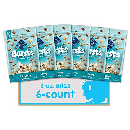 6-Pack 2-Oz Blue Buffalo Bursts Crunchy Cat Treats (Seafood) $7.35 w/ S ...