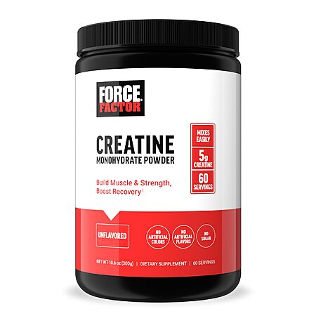 10.6-Oz Force Factor 5g Creatine Monohydrate Powder (Unflavored, 60 ...