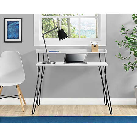 Mainstays Griffin Retro Computer Desk with Riser (White/Black or ...
