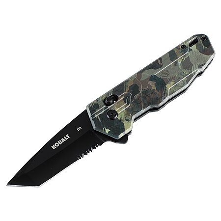 3" Kobalt Stainless Steel Tanto Pocket Knife (Stainless Steel or Green ...