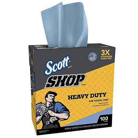 100-Count Scott Heavy-Duty Blue Shop Towels Cleaning Wipes - 2025-02-16