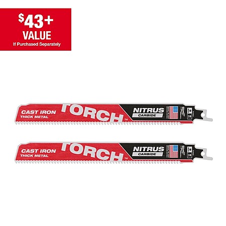 2-Pack Milwaukee 9" 8 TPI TORCH Nitrus Carbide Teeth Metal Cutting ...