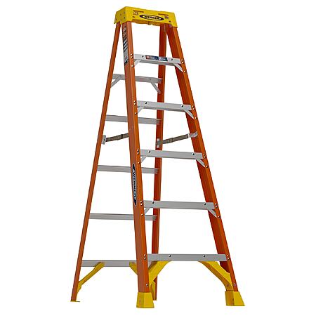 6' Werner Fiberglass Type 1 Step Ladder 300-lb. Load Capacity (10 ...
