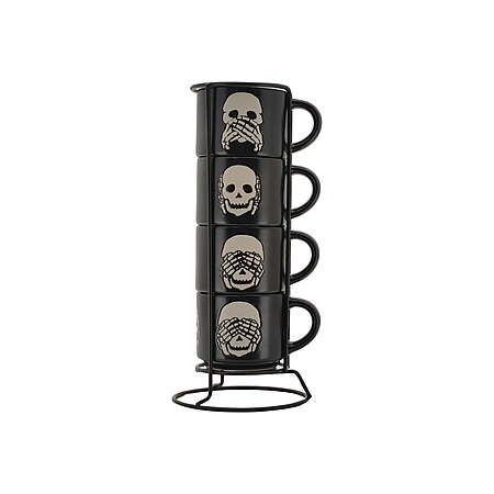 4-Pack 4oz Way To Celebrate Stackable Espresso Mugs (Halloween Skeleton ...
