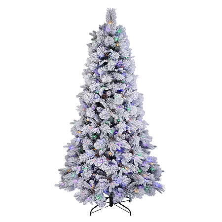7.5' Holiday Time Pre-Lit Flocked Bellmont Christmas Tree with 350 ...