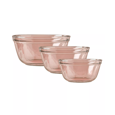 3-Piece Anchor Hocking Glass Mixing Bowl Set (Pink or Green) $14.93 ...
