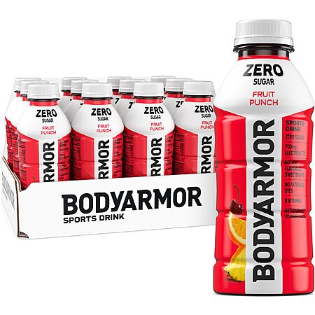 12-Pack 16-Ounce BODYARMOR ZERO Sugar Fruit Punch Electrolyte Drink $9 ...
