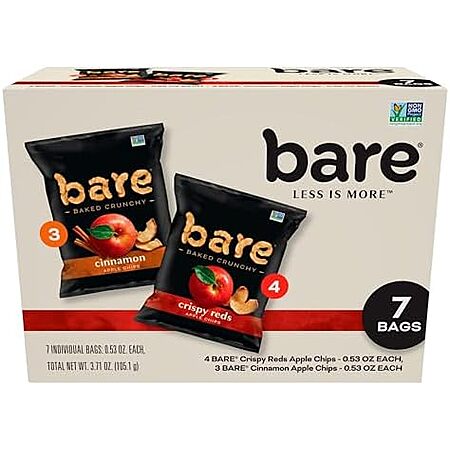 7-Pack 0.53-Ounce bare Baked Crunchy Apple Chips (2 Flavor Variety) $5. ...