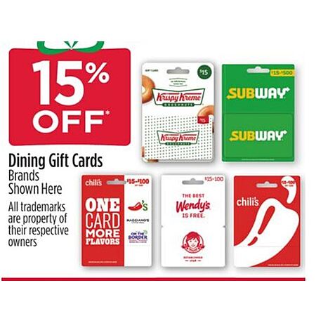Dollar General in store, 15% off select dining gift cards, Krispy Kreme ...