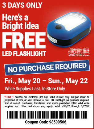 Harbor Freight : FREE flash light, no purchase required - 2022-05-20