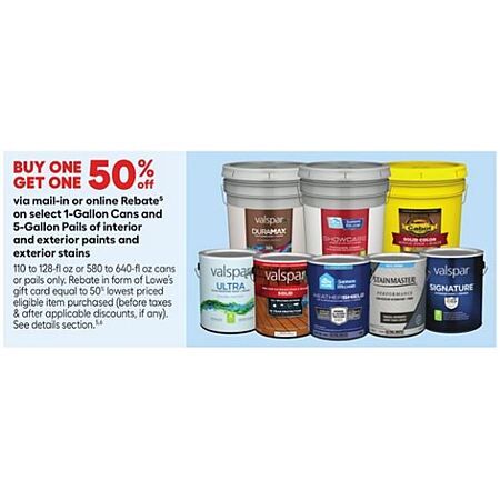 Begins 5/18 - 5/31, Lowe's paint rebate, BOGO 50% off select 1 gallon ...