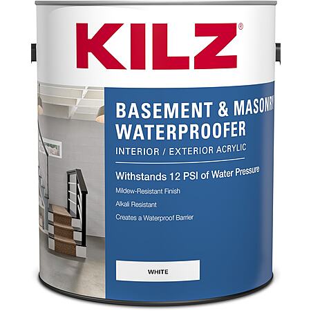 1 gallon KILZ Basement and Masonry White Flat Solid Water-based Mildew ...