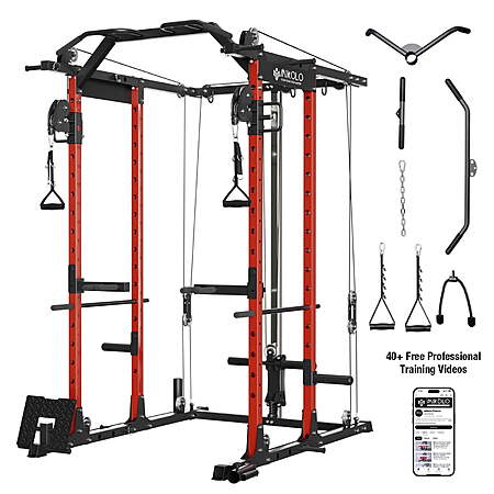 Mikolo K6 Power Rack Cage 1500-lbs Weight Rack w/ Cable Crossover ...