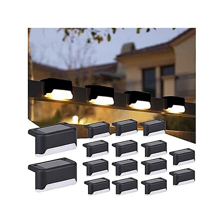 16 pack CzlBezr Solar Deck Lights Outdoor 16 Pack,Waterproof Lights for ...