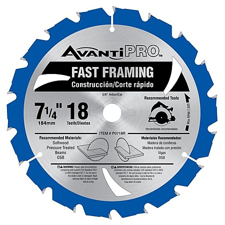 Avanti Pro 7-1/4" x 18-Teeth Fast Framing Saw Blade - 2026-01-20