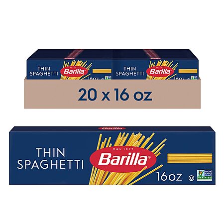 Barilla Thin Spaghetti Pasta, 16 oz. Box (Pack of 20) $23.40 or $22.23 ...