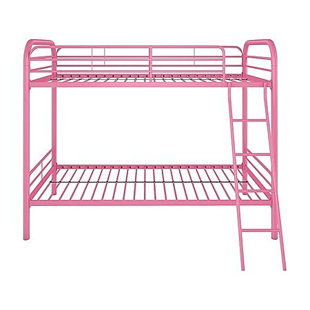 DHP Dusty Twin over Twin Metal Bunk Bed with Secured Ladder, Pink $69. ...