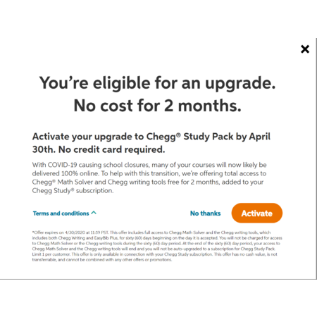FREE: 2 month Upgrade to Chegg Study Pack for EXISTING Chegg Study ...