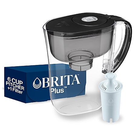 6-Cup Brita Water Pitcher w/ Brita Plus Filter (Black) $17
