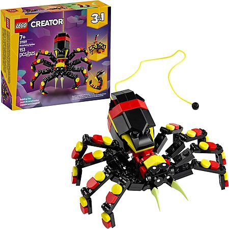 153-Piece LEGO Creator: Wild Animals 3-in-1 Surprising Spider Building ...