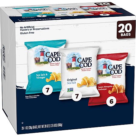 20-Count 1oz Cape Cod Kettle Cooked Potato Chips (Variety Pack) - 2025 ...