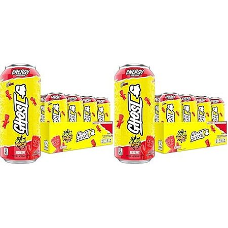 24-Pack 16-Oz GHOST Zero Sugar 200mg Caffeine Energy Drinks (Sour Patch ...