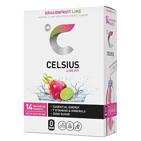 Prime: 14-Count CELSIUS On-the-Go Powder Stick Packs (Dragonfruit Lime ...