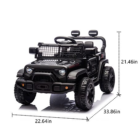 Beuiosda 24V Black Kids Ride on Car, 2 Seater Ride On Car Truck, W ...