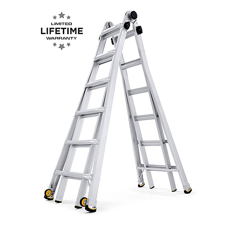 Gorilla Ladders 26 ft. Reach MPXW Aluminum Multi-Position Ladder with ...