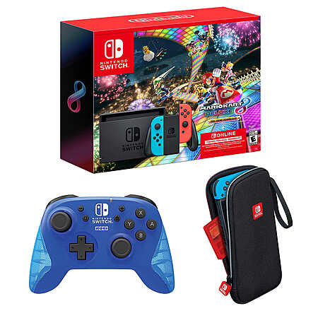 Nintendo Switch Mario Kart Bundle with Wireless HORIPAD Blue Controller ...