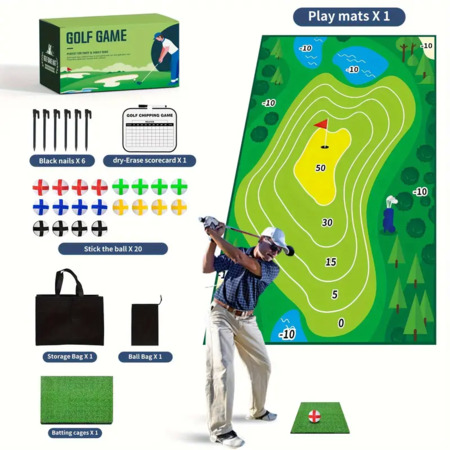 Chipping Golf Game Velcro Mat Set w/ 16 Golf Balls & Dry-Erase ...