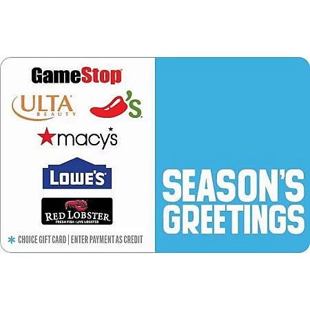 $50 Choice eGift Card (various brands) + $5 Target eGift Card $50 ...