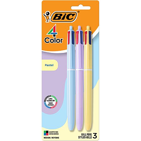 3-Count 4-Color BIC Pastel Barrel Ballpoint Pens (Medium Point; 1.0 mm ...