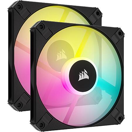 2-Pack Corsair AF120 RGB SLIM 120mm Fluid Dynamic RGB Fan Kit w ...