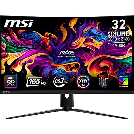 32" MSI MAG QD-OLED 4K 165Hz Curved Gaming Monitor (321CUP) $749.99 ...