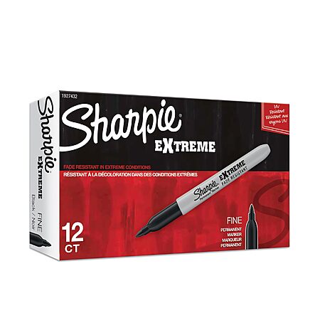 12-Pk Sharpie Extreme Permanent Markers (Fine Point, Black) - 2026-03-31