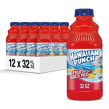 12-Pack 32-Oz Hawaiian Punch Fruit Juicy Red Fruit Juice Drink $11.40 w ...