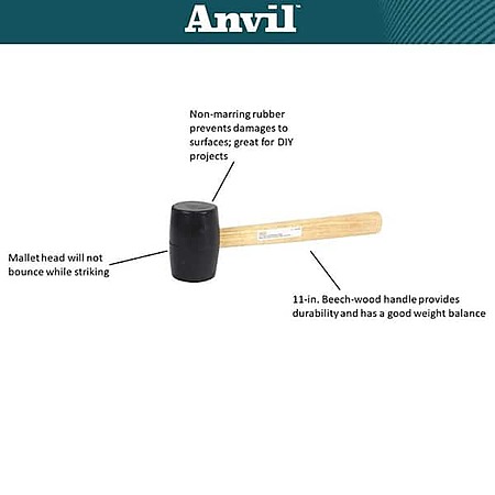 16 oz. Black Head Rubber Mallet $5.97
