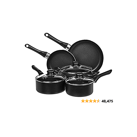 Amazon Basics Non-Stick Cookware Set, Pots and Pans - 8-Piece Set - $35 ...