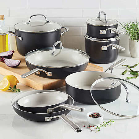 KitchenAid 12-piece Hard Anodized Ceramic Non-Stick Cookware Set $150 ...