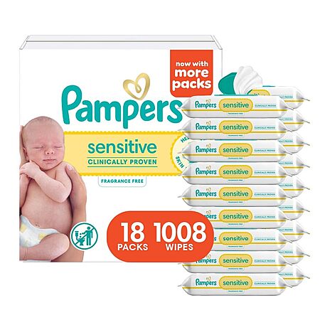 Amazon: 1008-Count Pampers Sensitive Baby Wipes (18 Flip-Top Packs) $10 ...